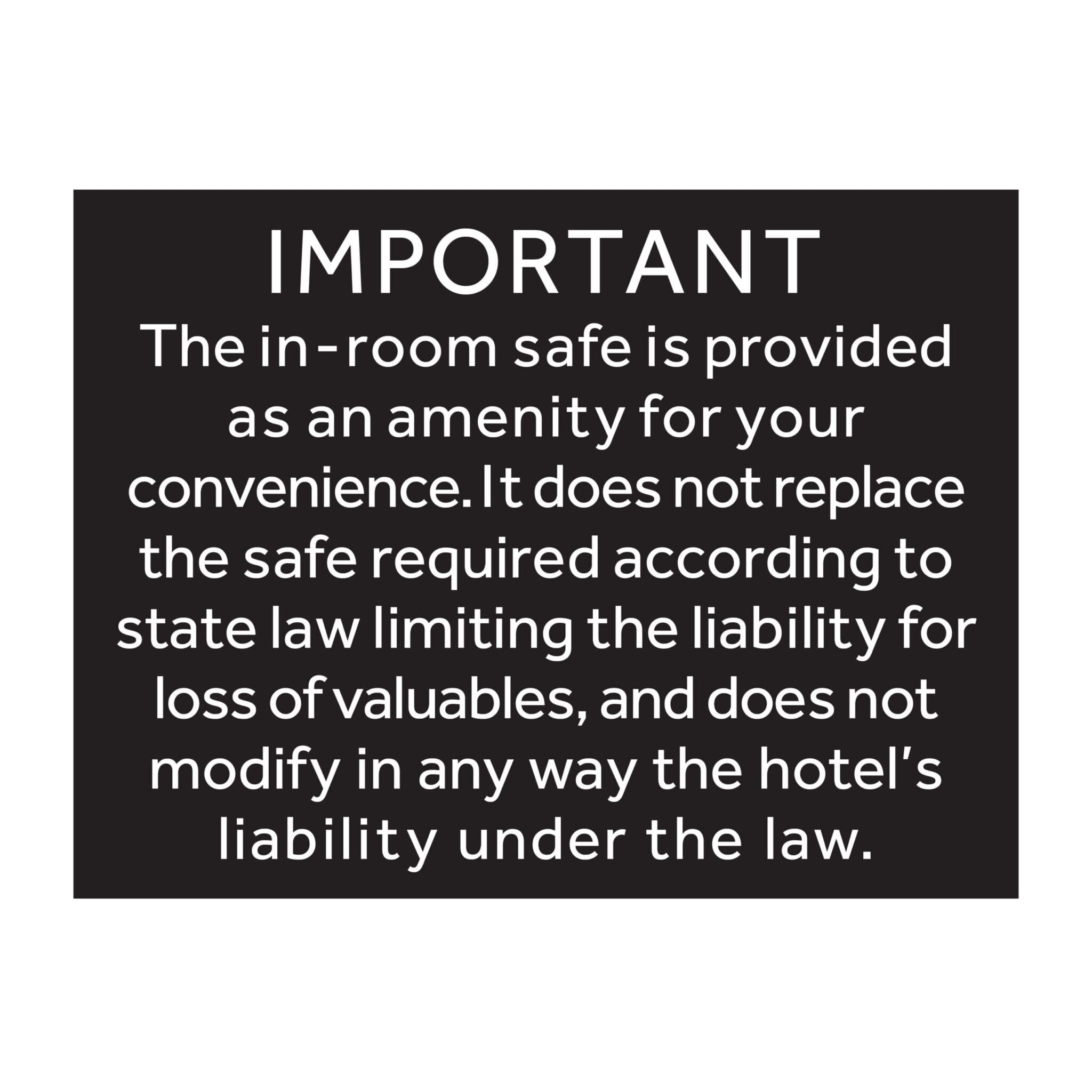 In-Room Safe Decal - Identity Group