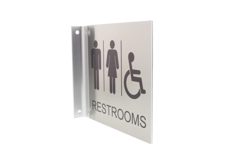 Double-sided Projection Mount Restroom Sign with Metal Bracket ...