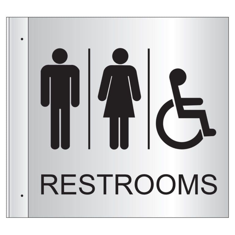 Double-sided Projection Mount Restroom Sign with Metal Bracket ...