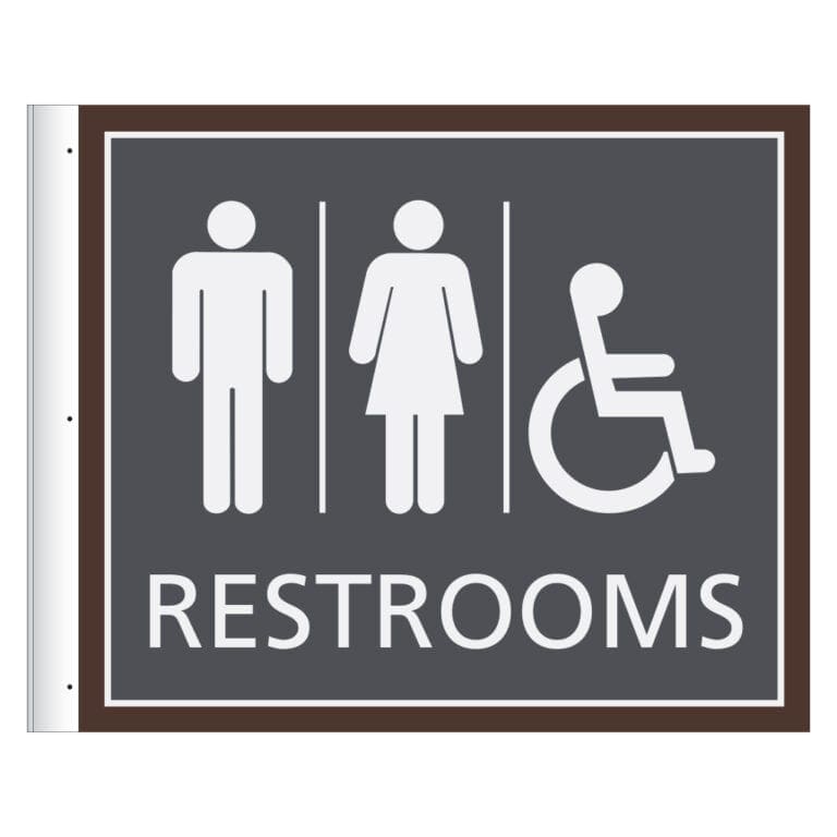 Double-sided Projection Mount Restroom Sign with Metal Bracket ...