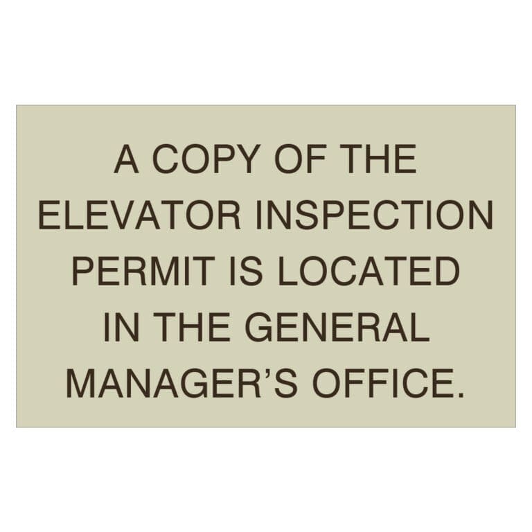 Elevator Inspection Permit Sign - Identity Group