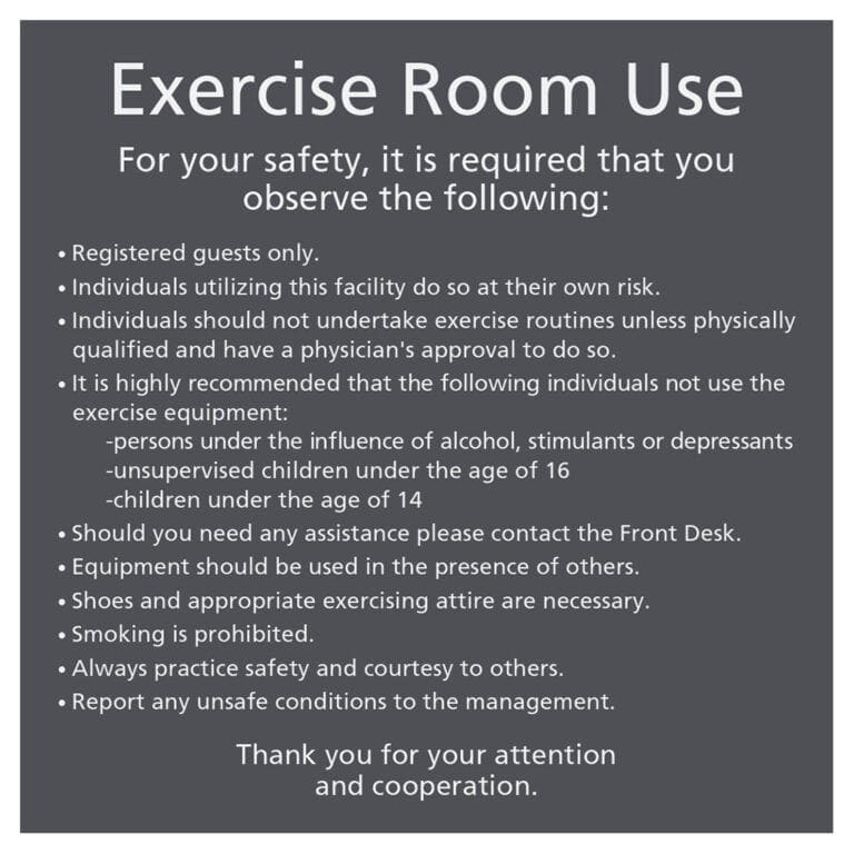 Exercise Room Rules - Identity Group
